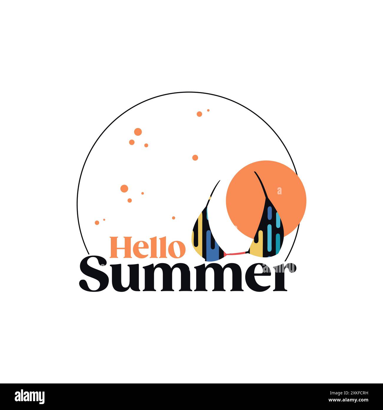Hello summer letter banner template background with bra. Vector ...