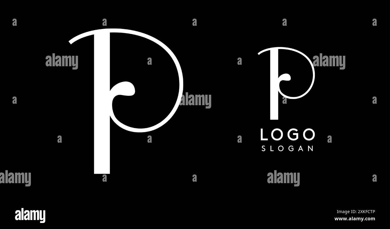 Elegant calligraphic logo. Stylish letter P, sleek typography for ...