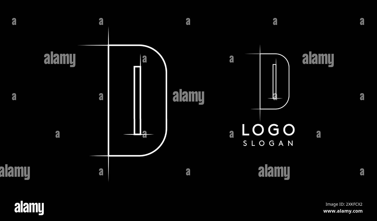 Letter D pencil drawn, architectural blueprint logo design ...