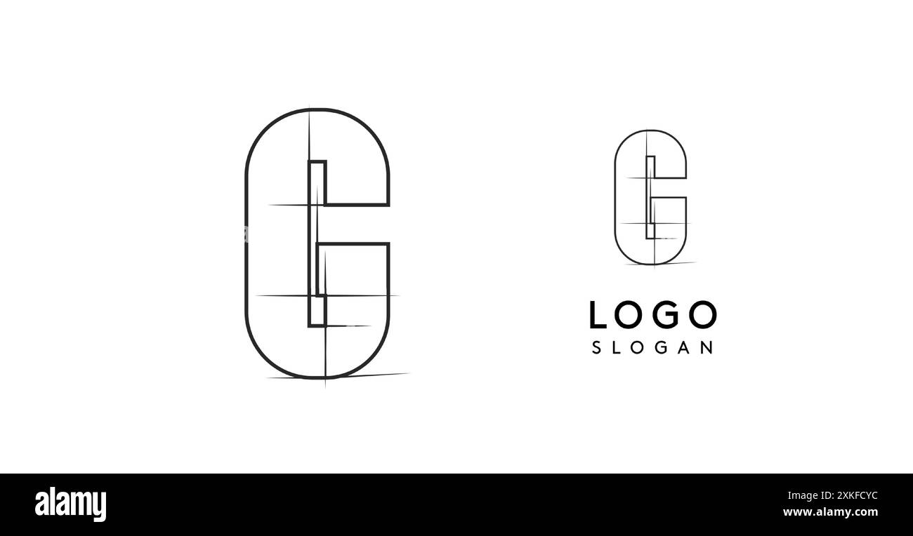 Letter G pencil drawn, architectural blueprint logo design ...