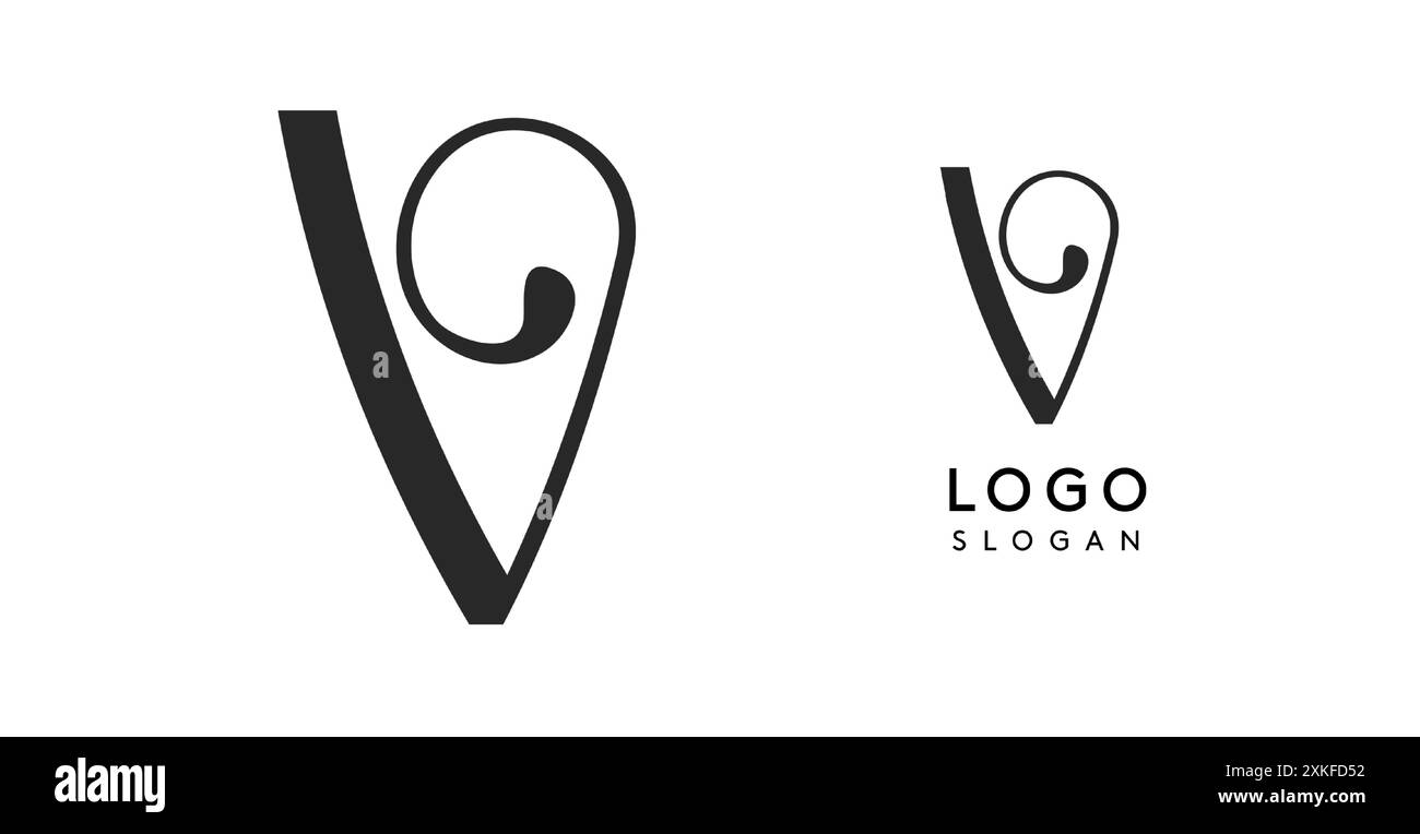 Elegant calligraphic logo. Stylish letter V, sleek typography for ...