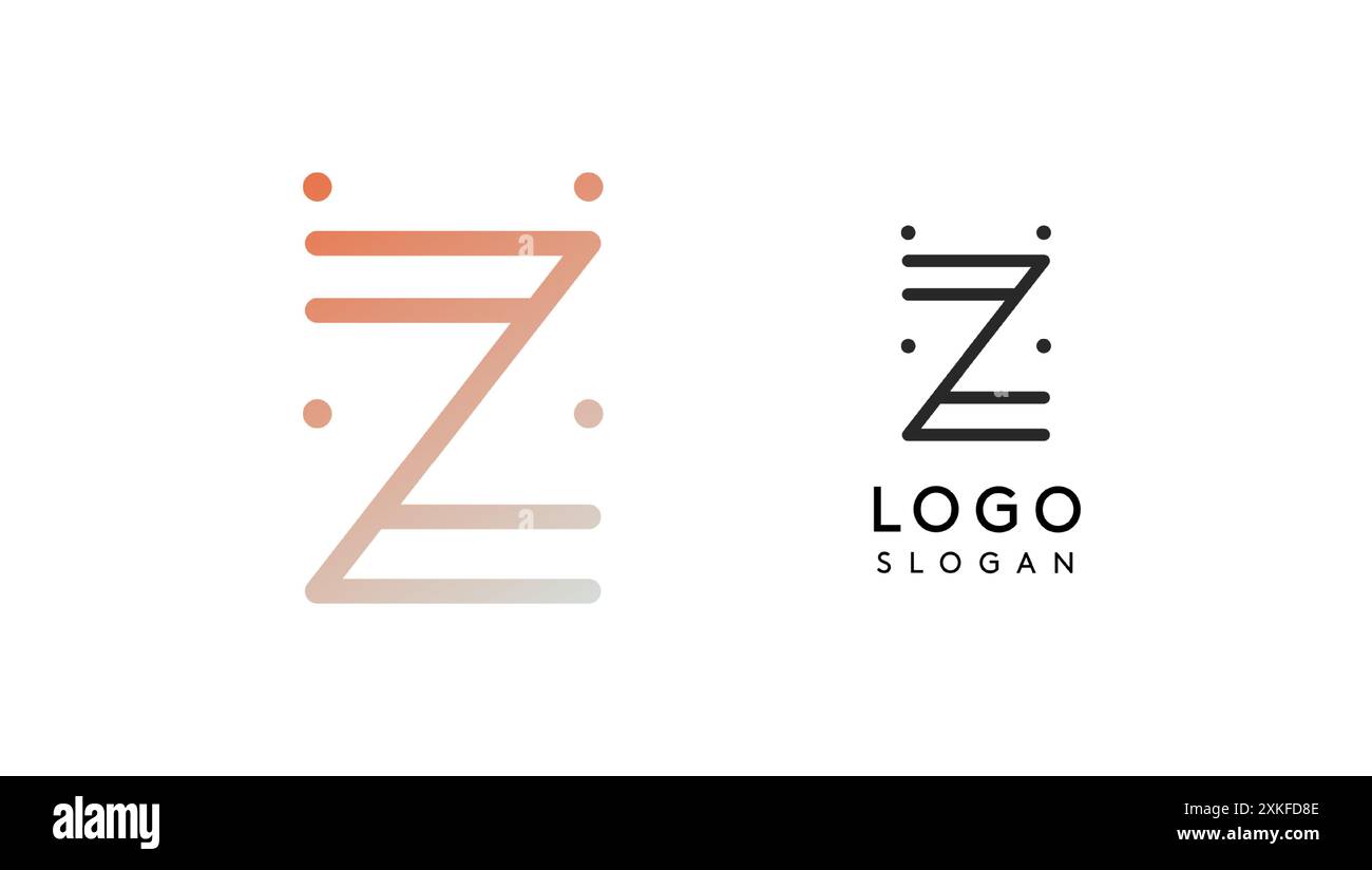 Stylized letter Z, tech-inspired typography logo, unique ...