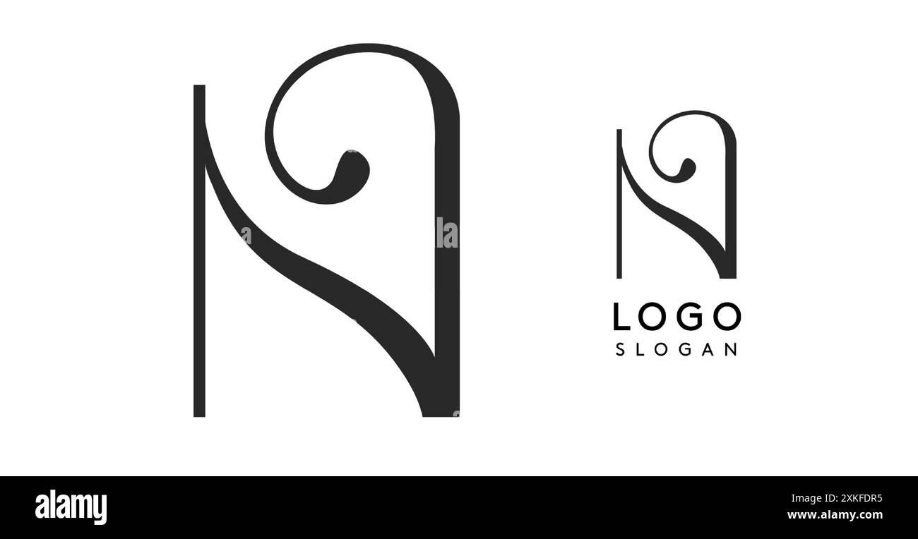 Elegant calligraphic logo. Stylish letter N, sleek typography for ...