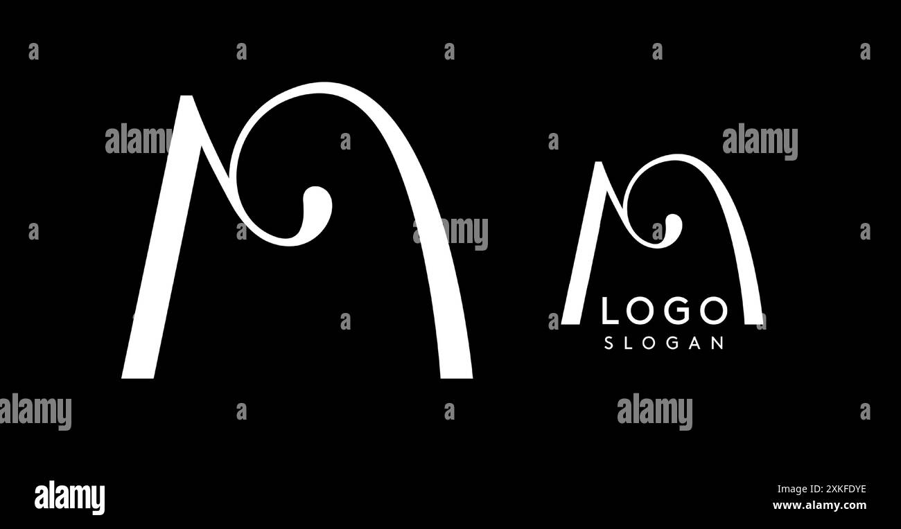 Elegant calligraphic logo. Stylish letter M, sleek typography for ...
