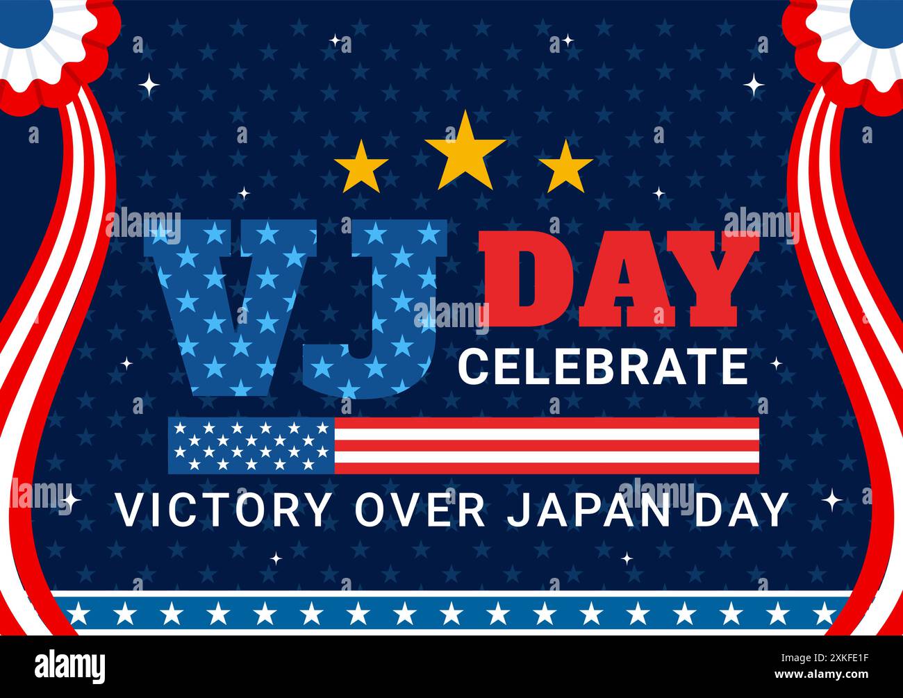 VJ Victory Over Japan Day Celebration Vector Illustration with the ...