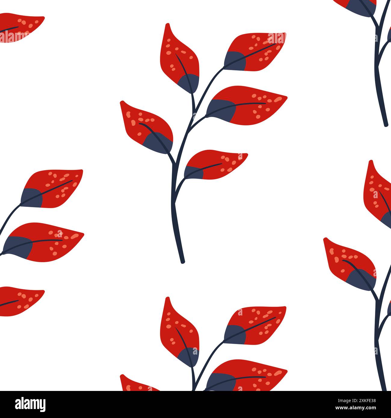 Seamless pattern. Simple Plant. Simple red plant. White background ...