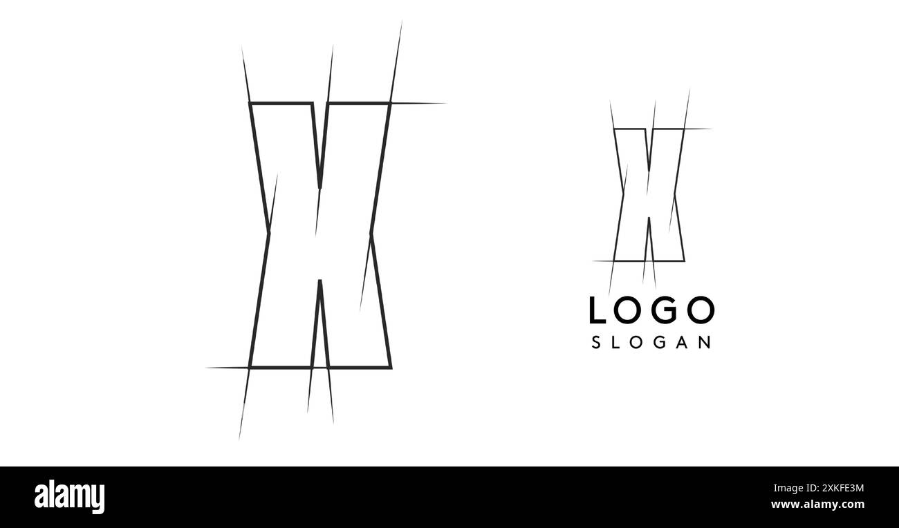 Letter X pencil drawn, architectural blueprint logo design ...