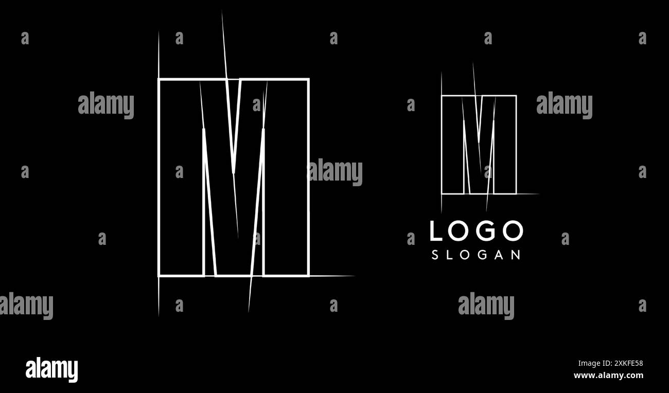 Letter M pencil drawn, architectural blueprint logo design ...