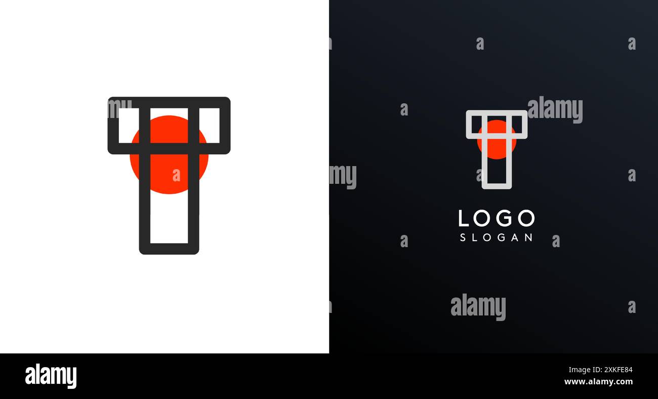 Letter T modern logo featuring geometric shapes, circle and lines ...
