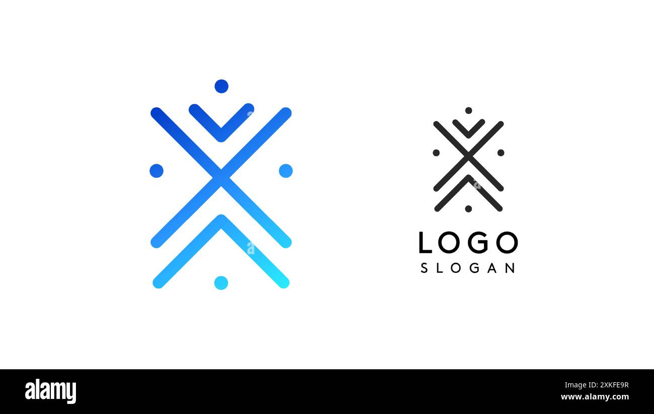 Stylized letter X, tech-inspired typography logo, unique ...