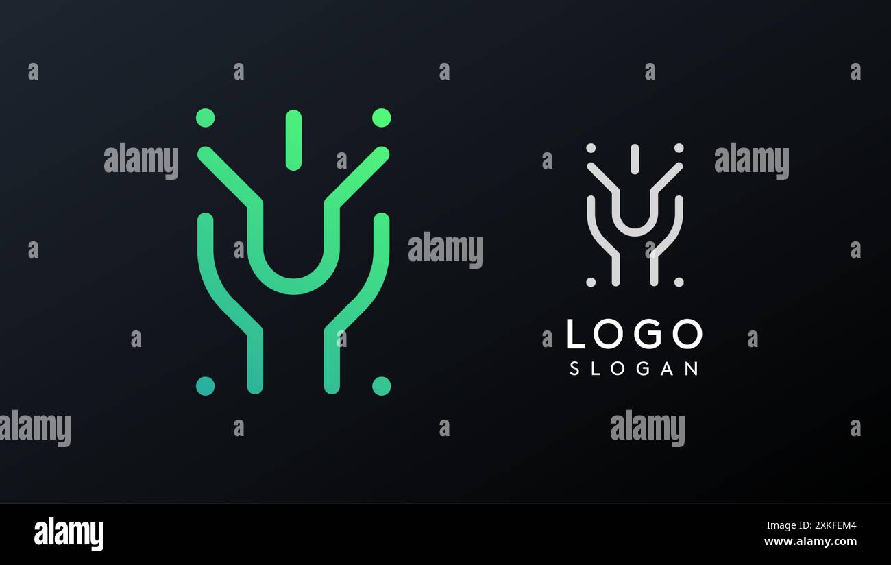 Stylized letter Y, tech-inspired typography logo, unique ...