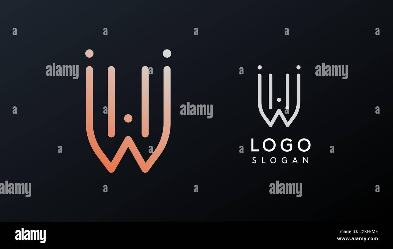 Stylized letter W, tech-inspired typography logo, unique ...