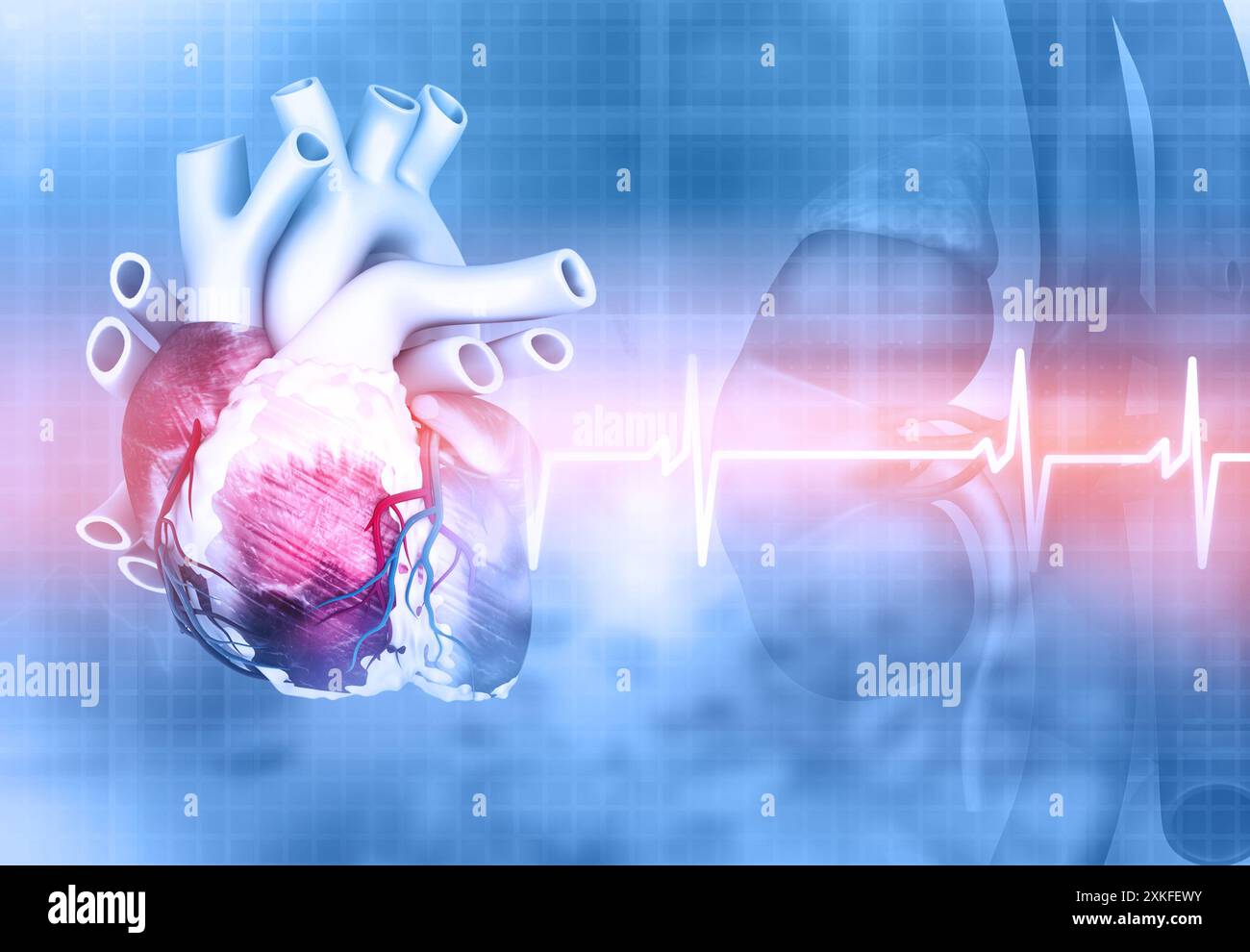 Medical background with human heart. 3d illustration Stock Photo - Alamy
