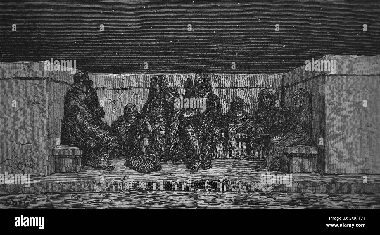 Victorian London. Poverty and homelessness. Asleep under the stars ...