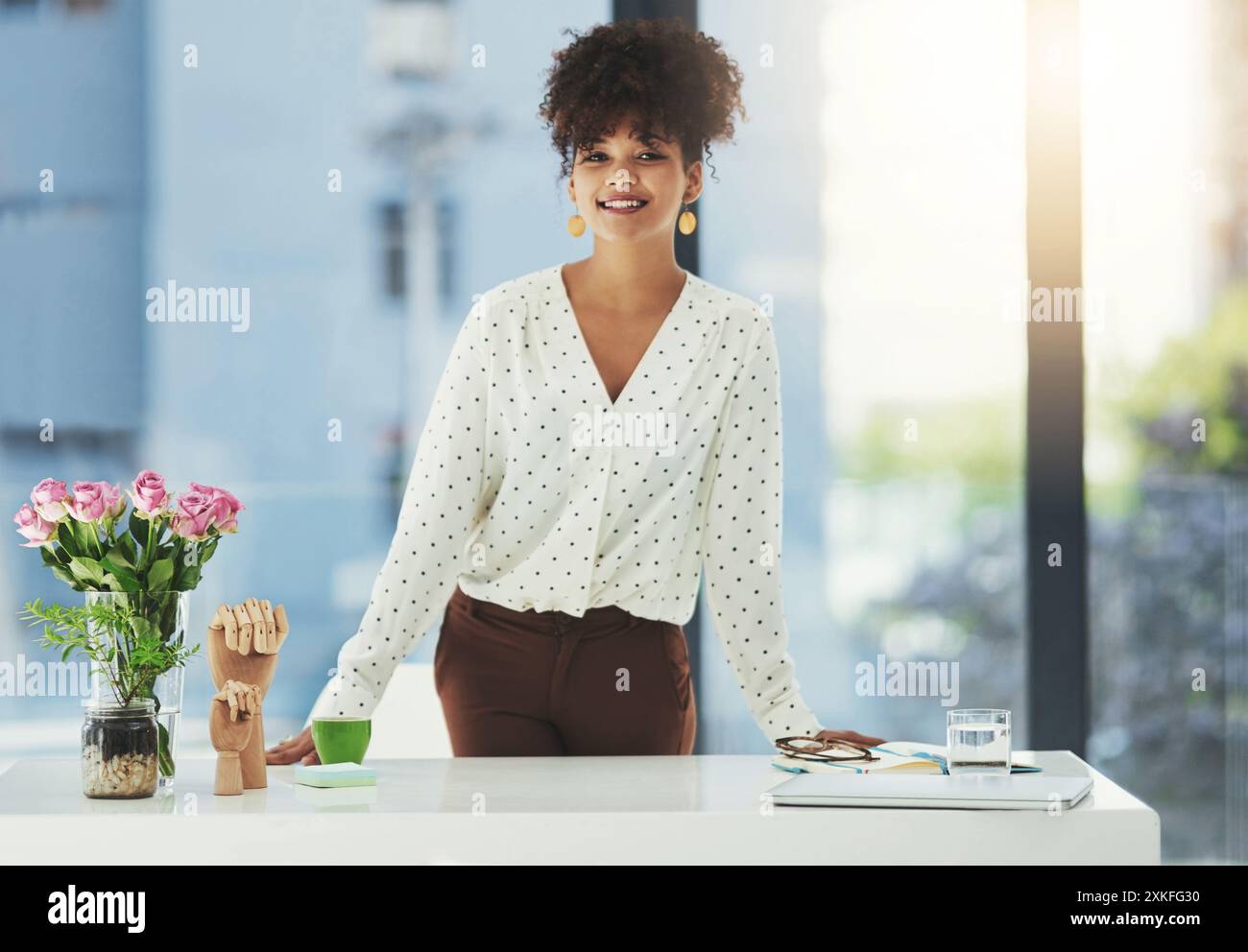 Office, portrait and businesswoman for career with smile, working and ...