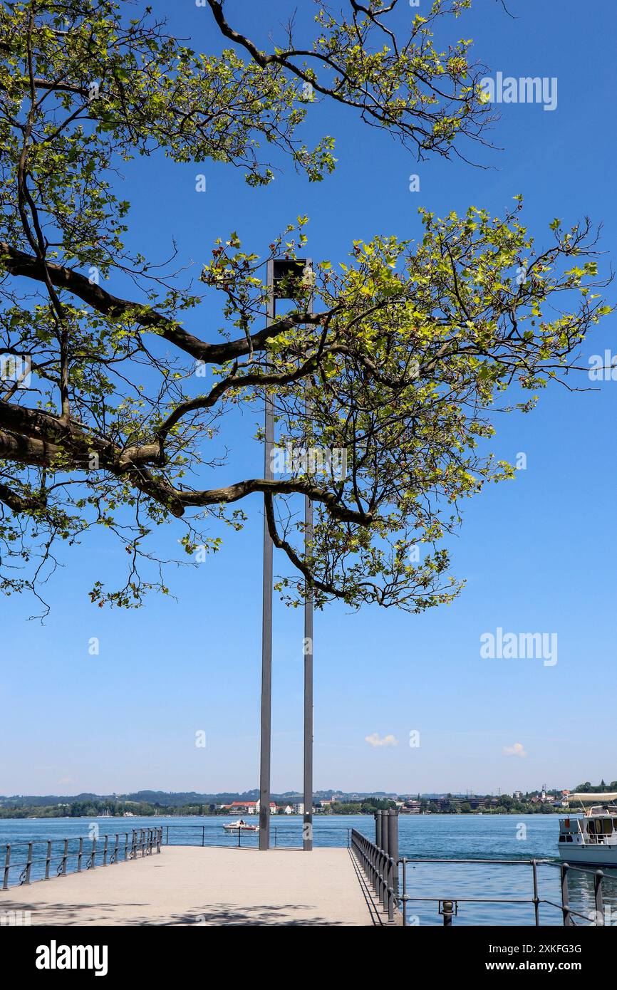 Bregenz harbor entrance, Austria on Lake Constance in summertime Stock ...