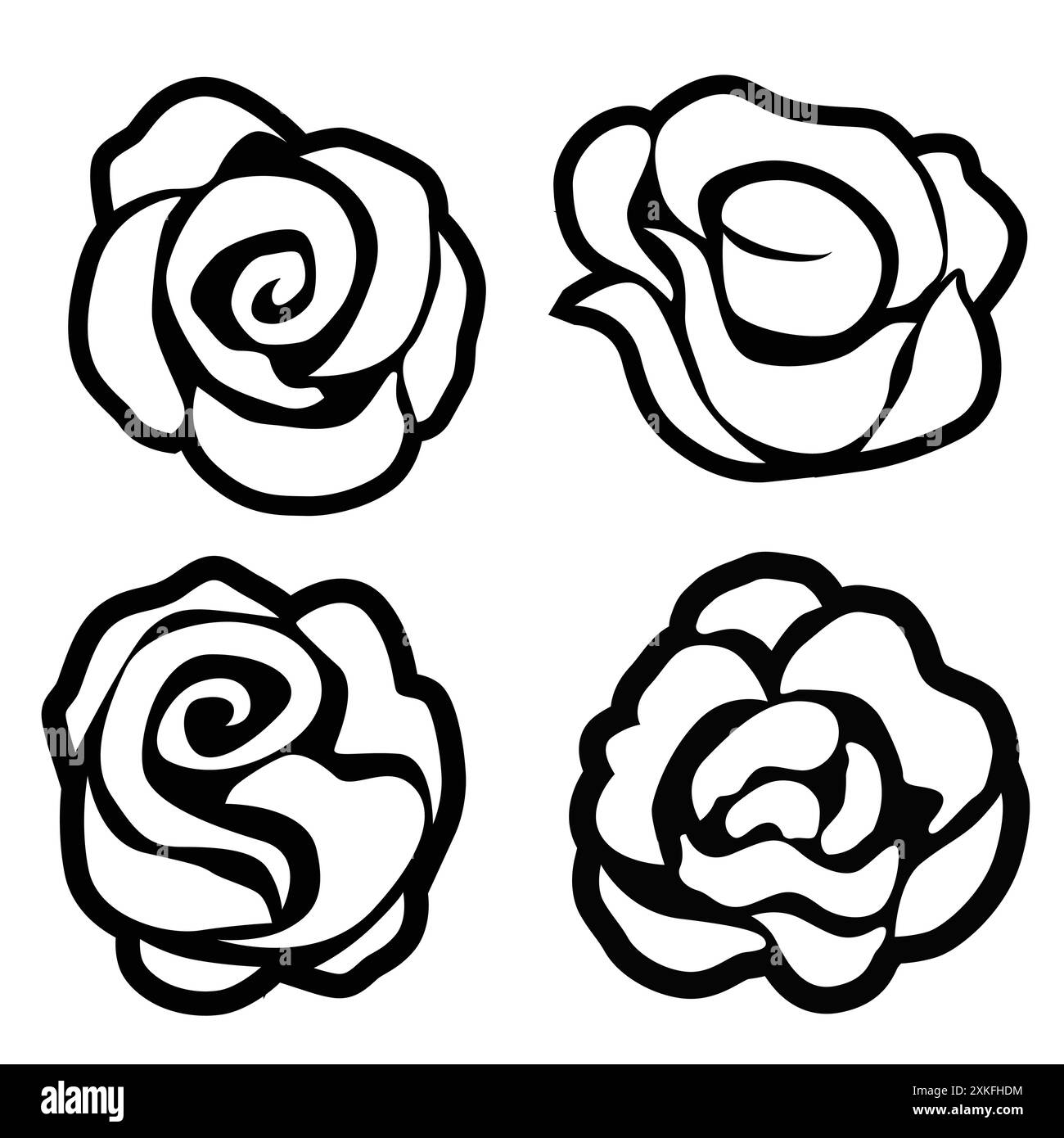 Vector flower bouquet set Black and White Stock Photos & Images - Alamy