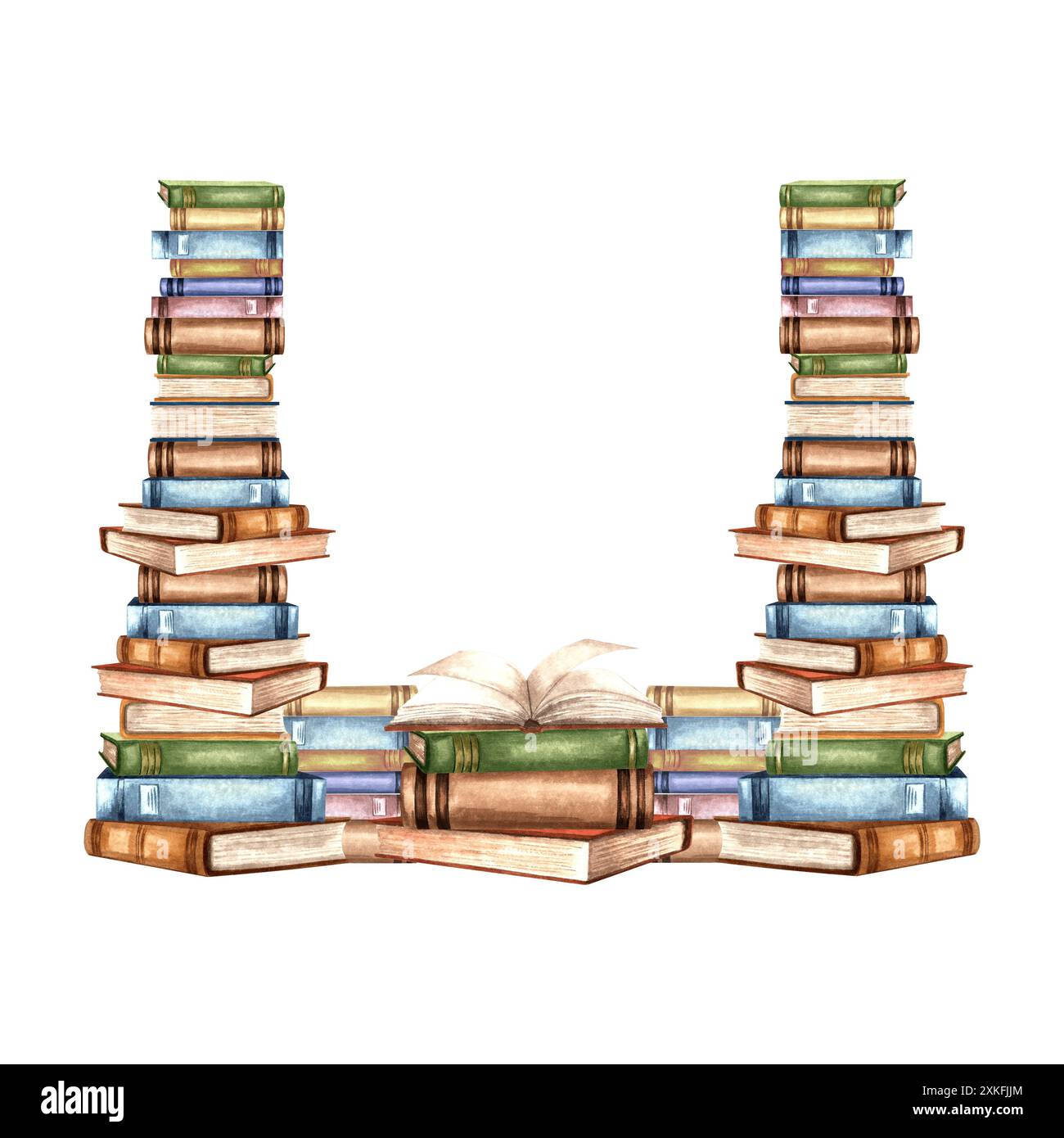 Book stacks, frame square. Composition with copy space from textbooks ...