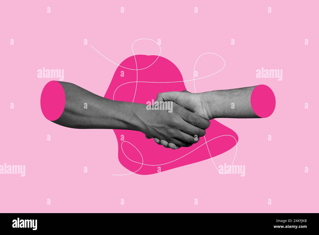 Creative poster collage of hands shaking business partners support help ...