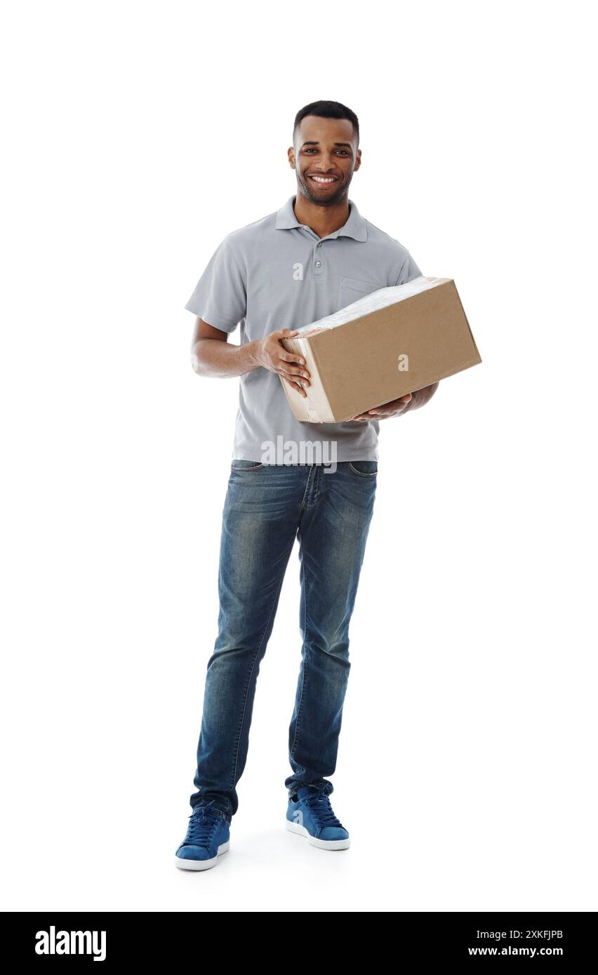 Delivery man employee in Cut Out Stock Images & Pictures - Alamy