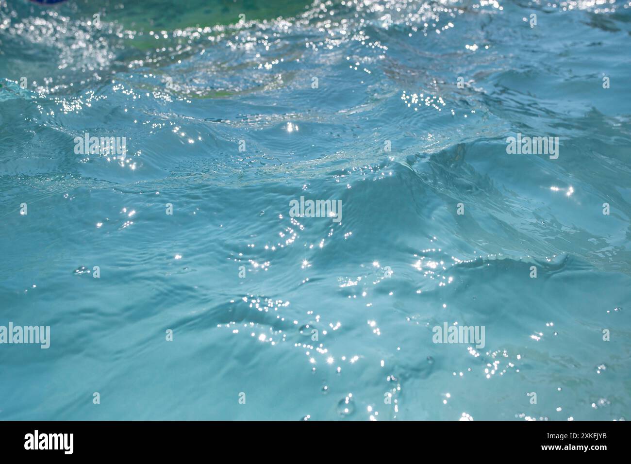 Defocused water surface ripples with sparkling sun reflections empty ...