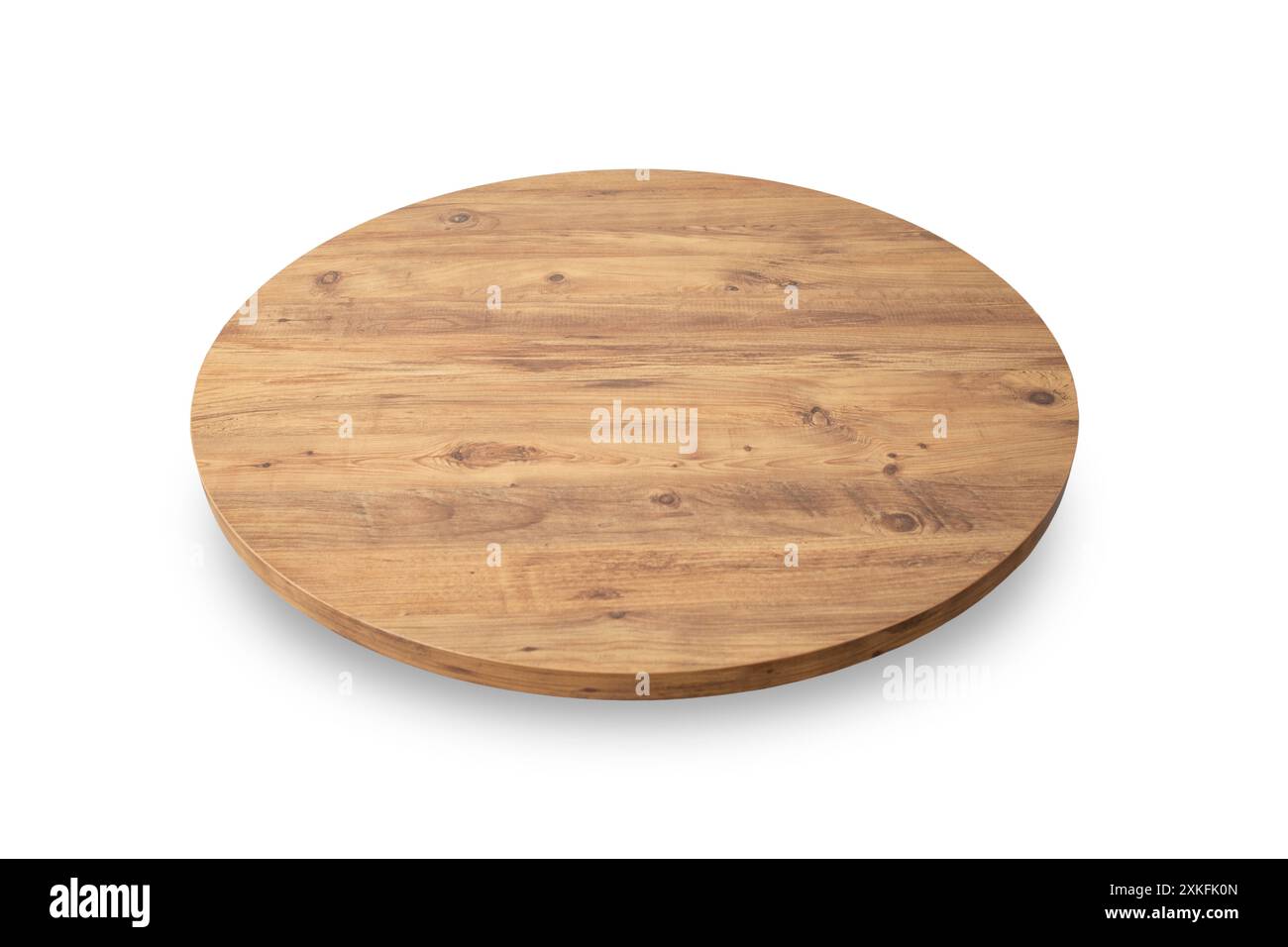 Round wooden table top, isolated on white background for product ...
