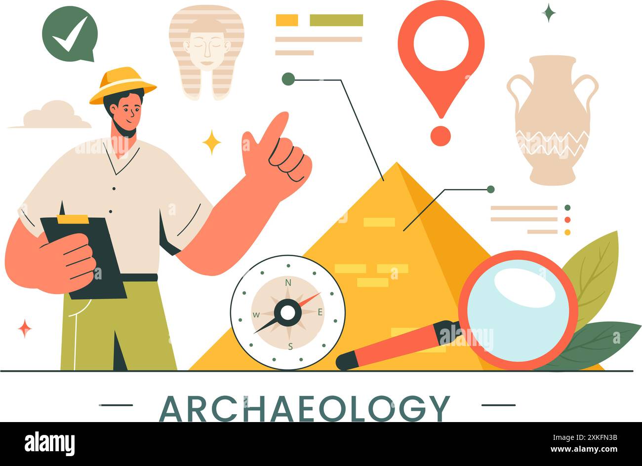 Archaeology Vector Illustration featuring an Archaeological Excavation ...