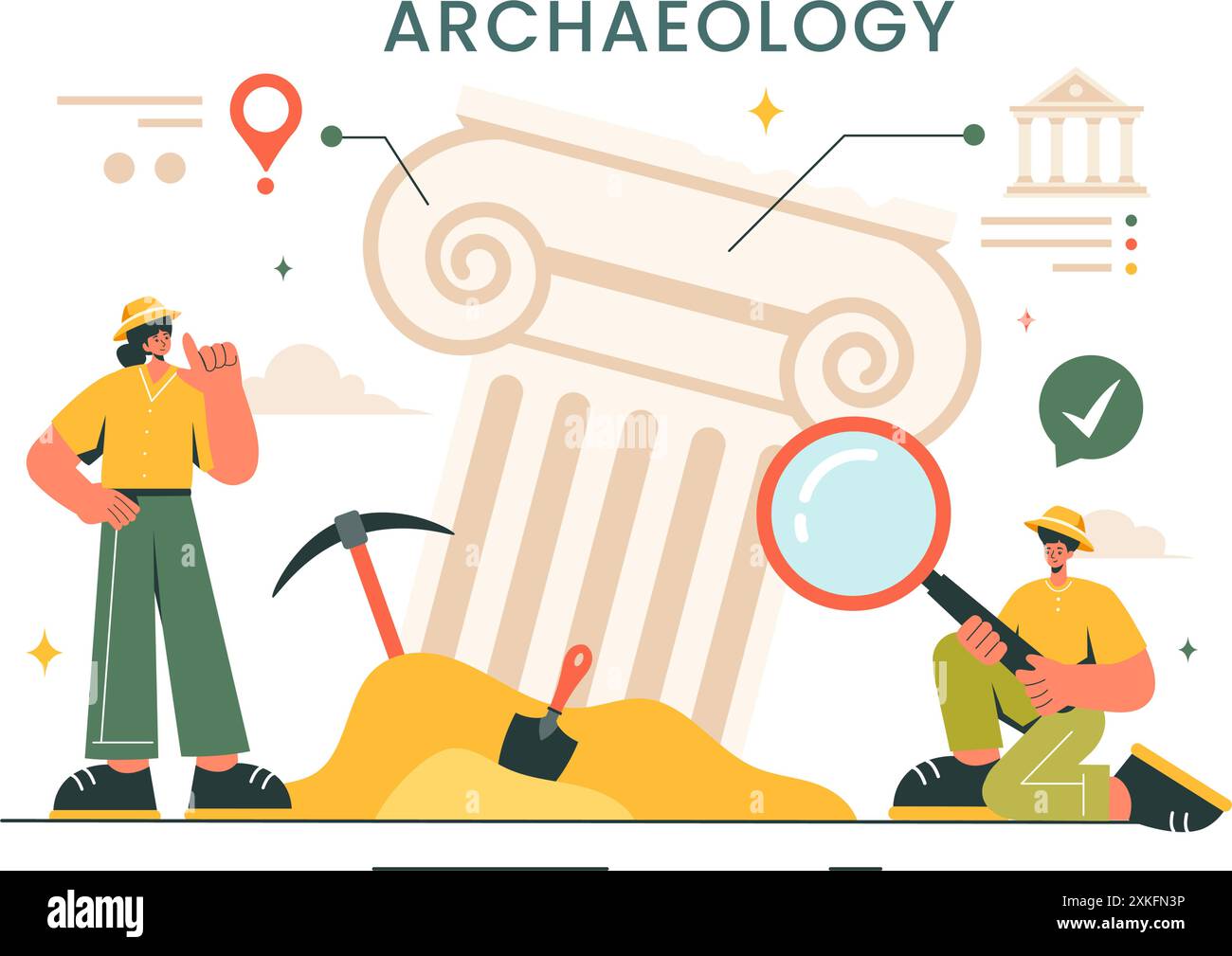 Archaeology Vector Illustration featuring an Archaeological Excavation ...