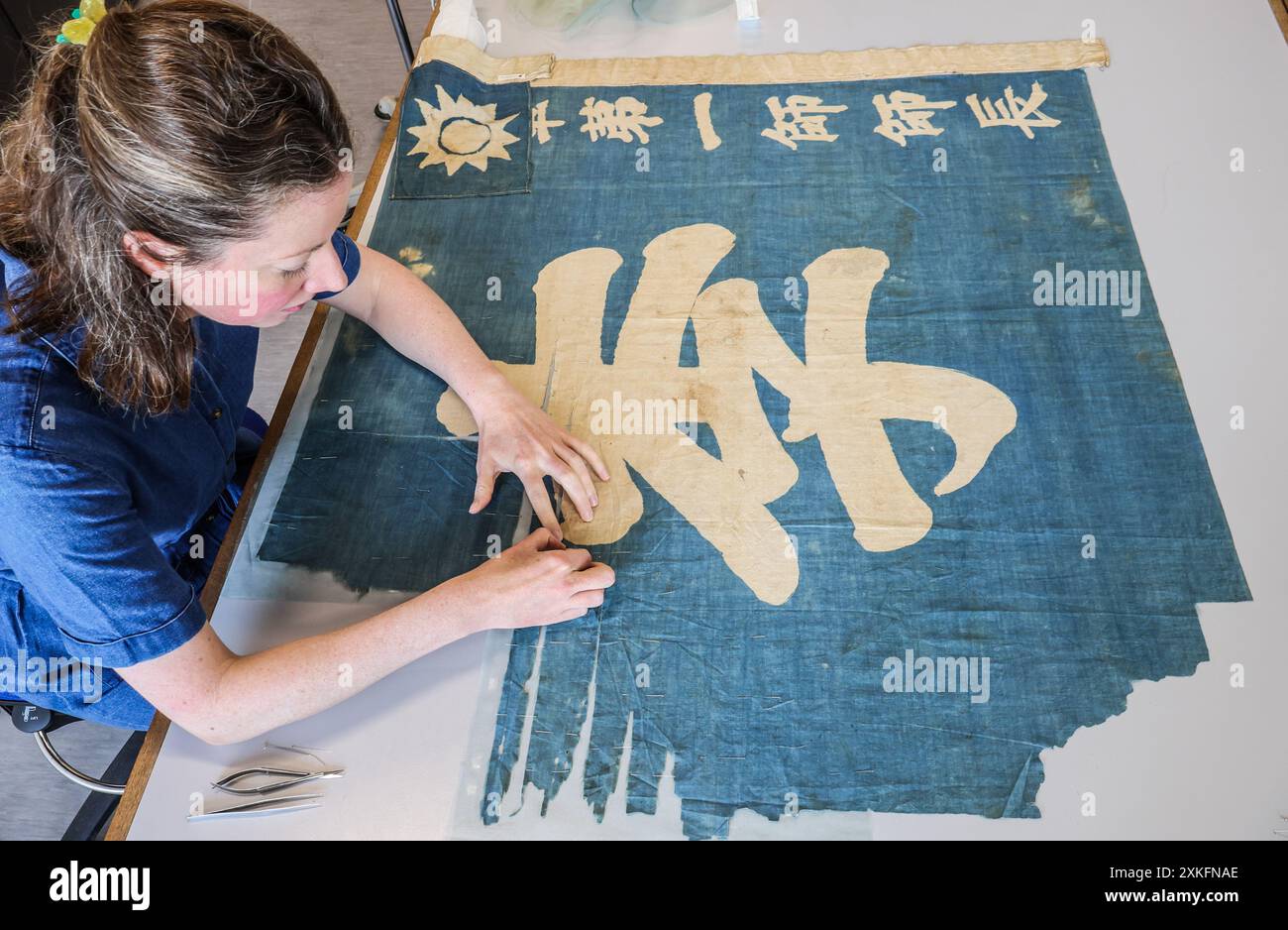 Greenwich Maritime Museum 23 July 2024 Conservators preparing for the ...