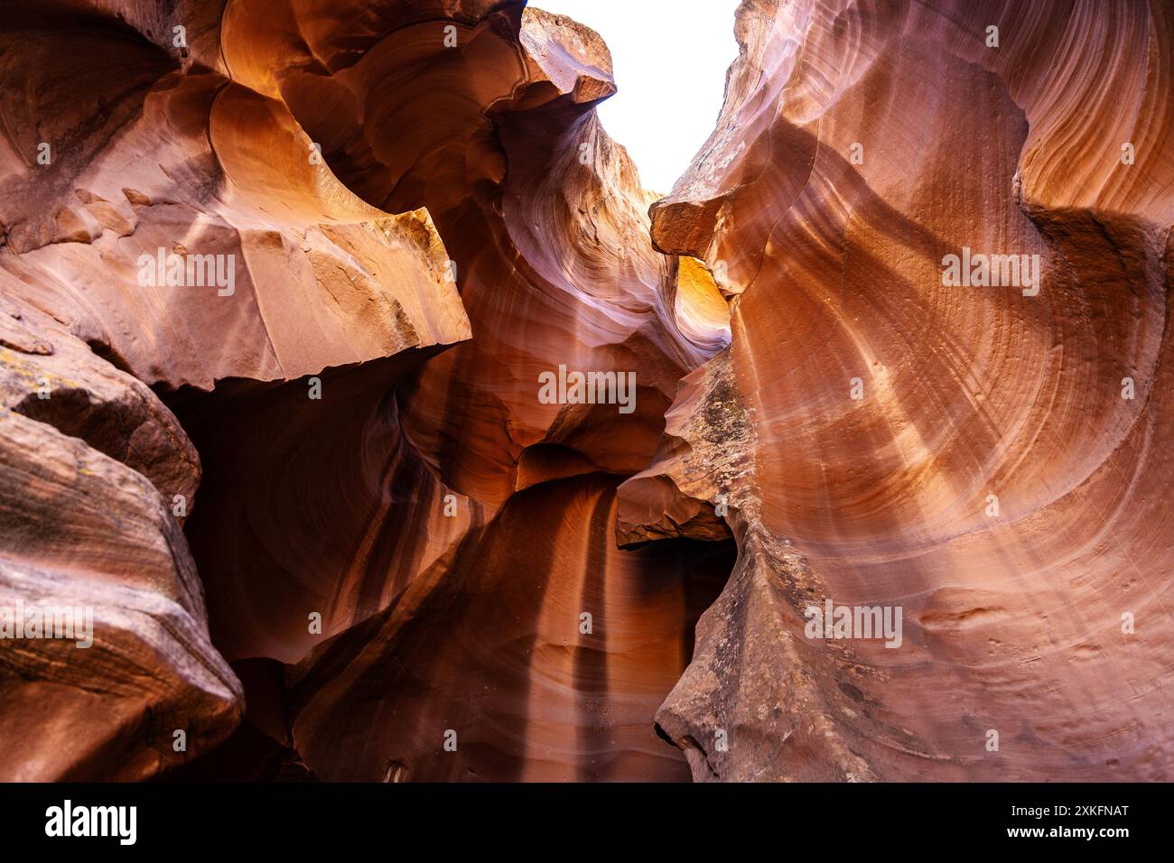 Sandstone rock walls carved by water at the Upper Antelope Canyon ...