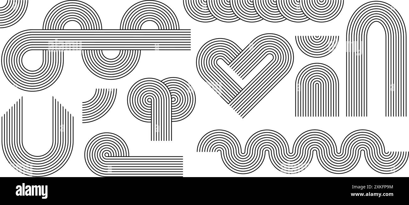 Zen arch set, simple line arch and shapes. Geometric Japanese zen ...