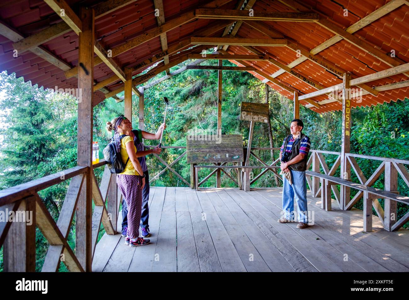 viewpoint towards the clouds, ascension to the volcano San Pedro 3020 m ...