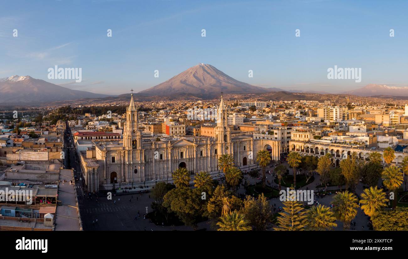 Arequipa, Peru: Panoramic view of the Basilica Cathedral of Arequipa ...