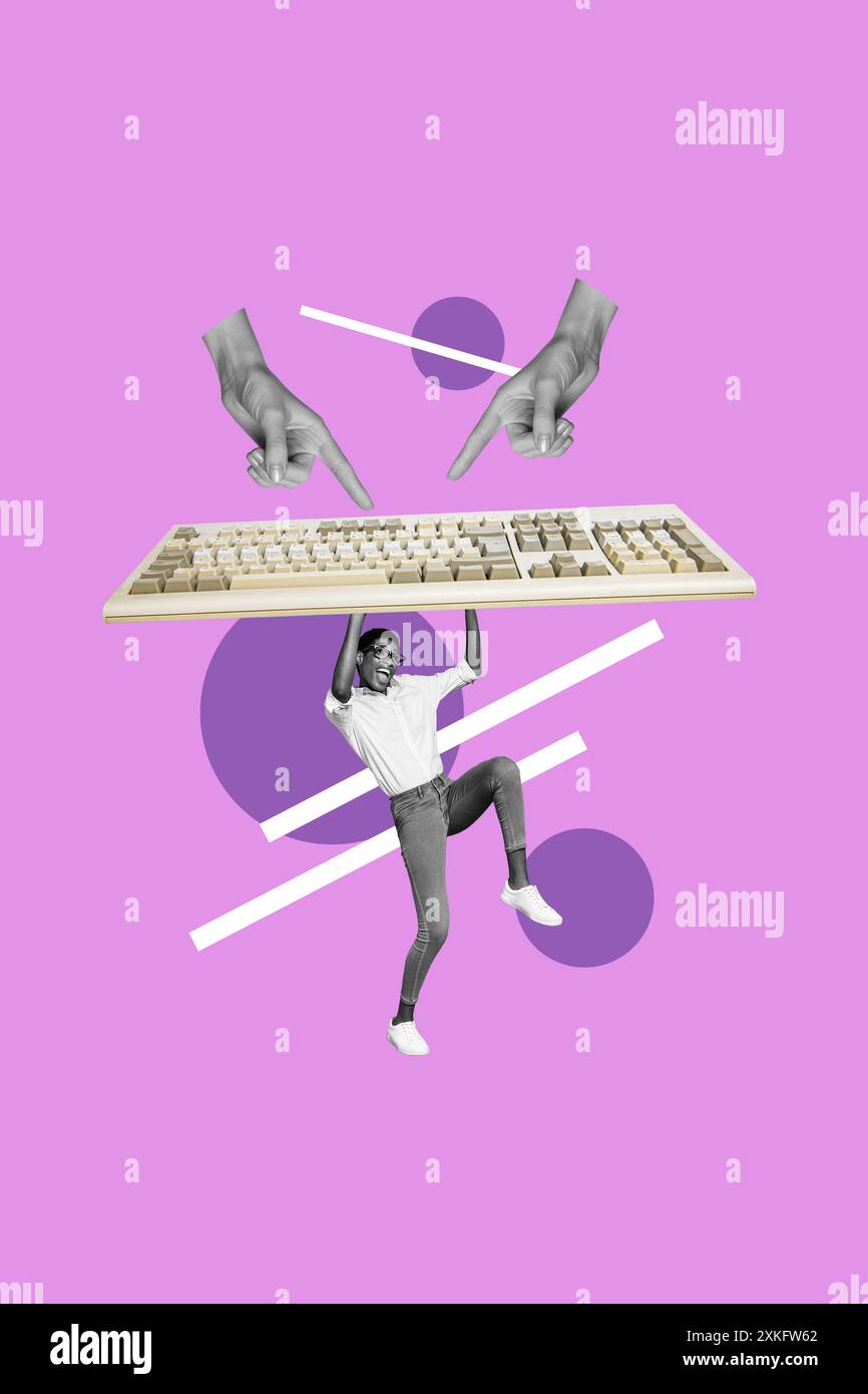 Vertical collage young woman suffer cyber bullying discrimination ...