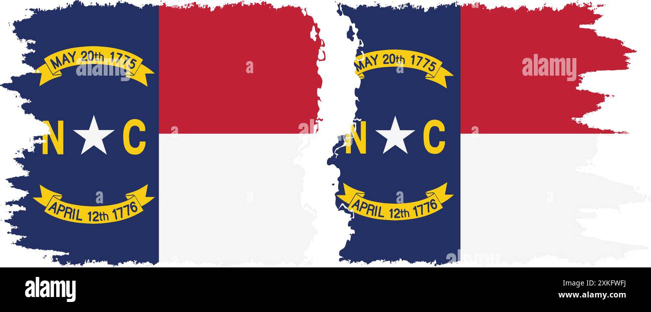 North Carolina and North Carolina states grunge brush flags connection ...
