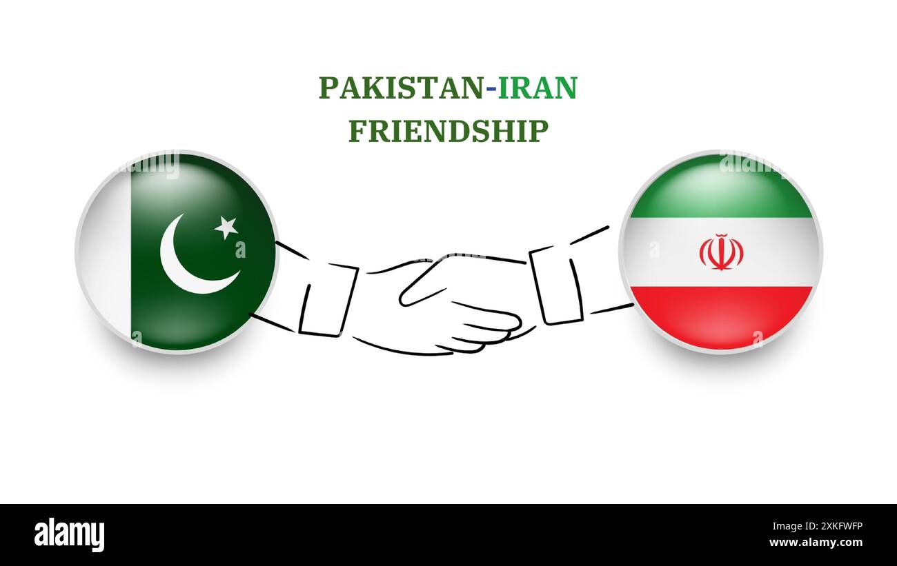 Pakistan and IRAN flags in circle with shake hand. Pakistan And IRAN ...
