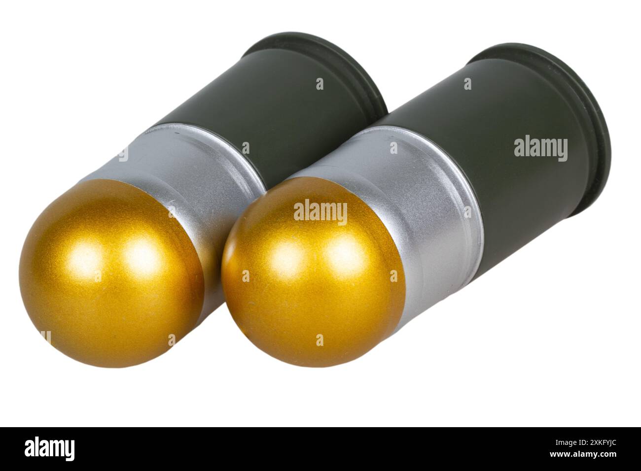 40 mm grenades for automatic grenade launcher isolated on a white Stock ...