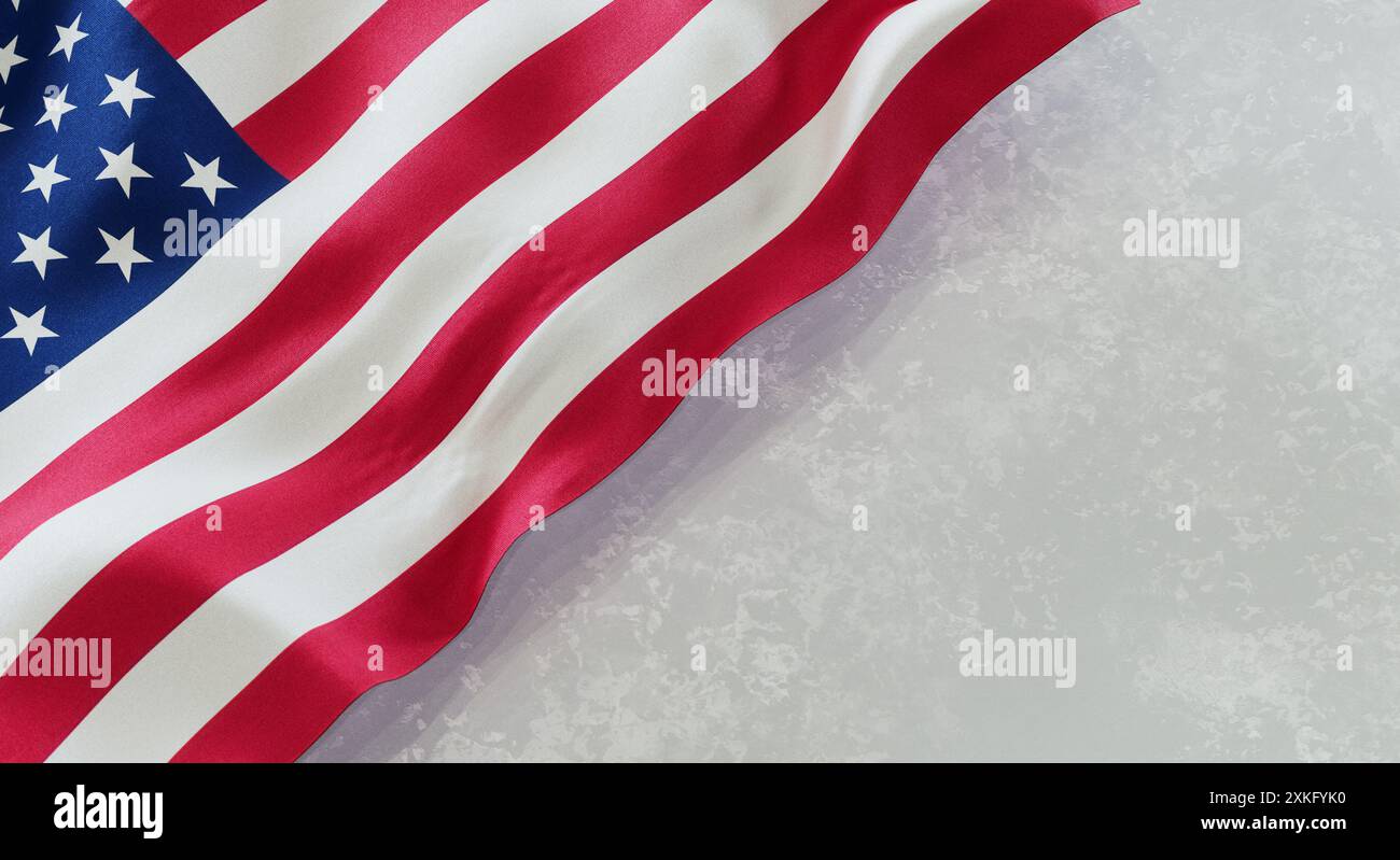 A detailed close-up of the American flag waving, showcasing the stars ...
