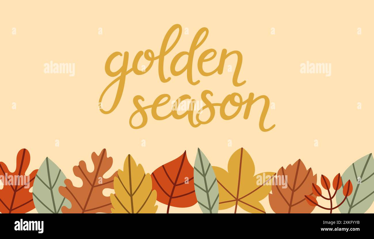 Autumn hand drawn lettering golden season banner. Fall season ...