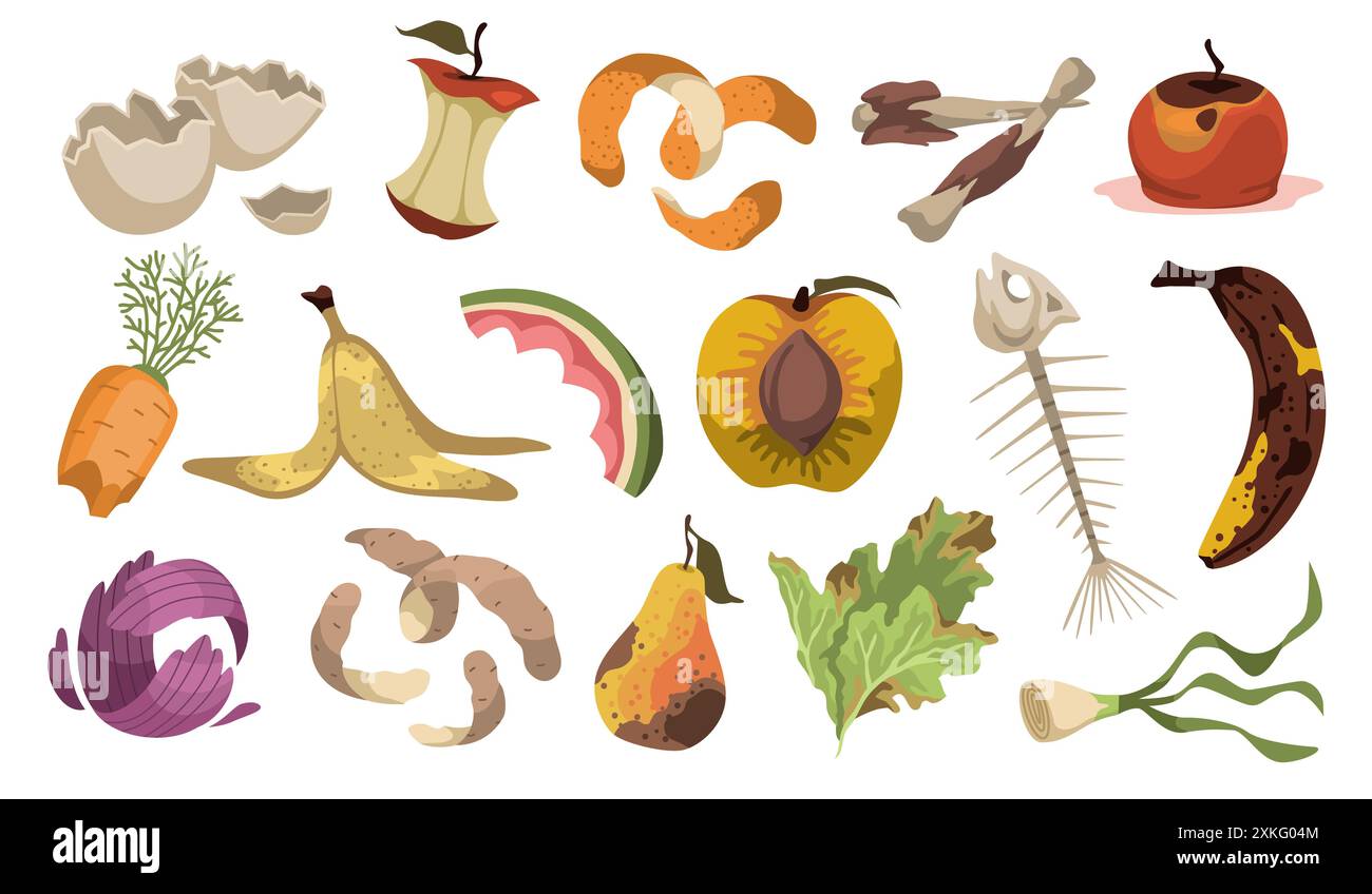 Organic products waste. Recycling natural trash, rotting vegetables and ...