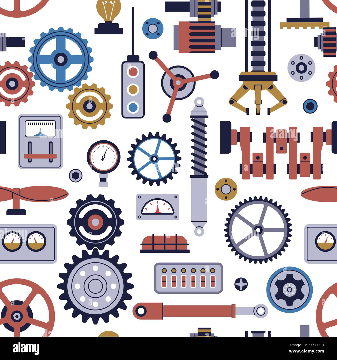 Industrial parts seamless pattern. Mechanical and robot elements ...