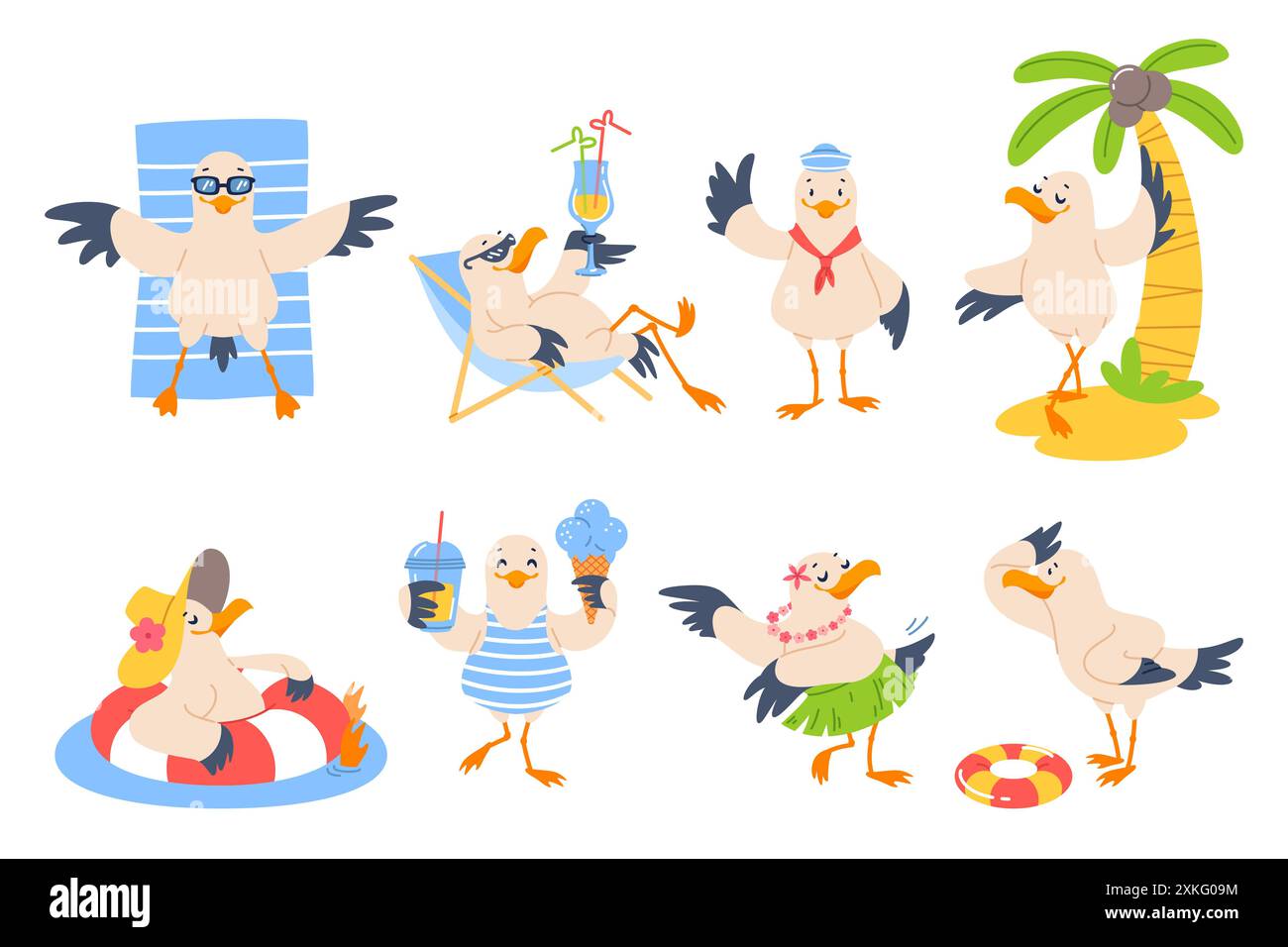 Cute seagull character. Cartoon travel agency mascot, marine bird ...