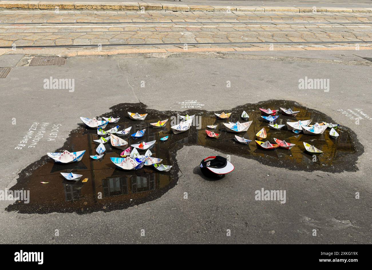 Street art installation Società Navigazione Pozzanghere (Puddles ...