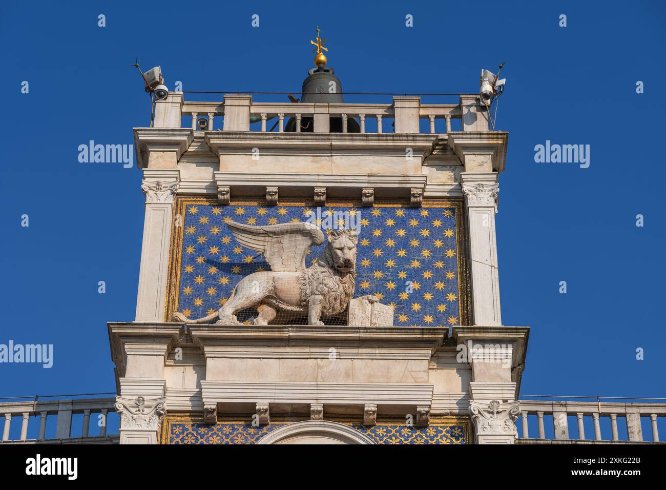 Winged Lion of Saint Mark with open book and starry sky behind at ...