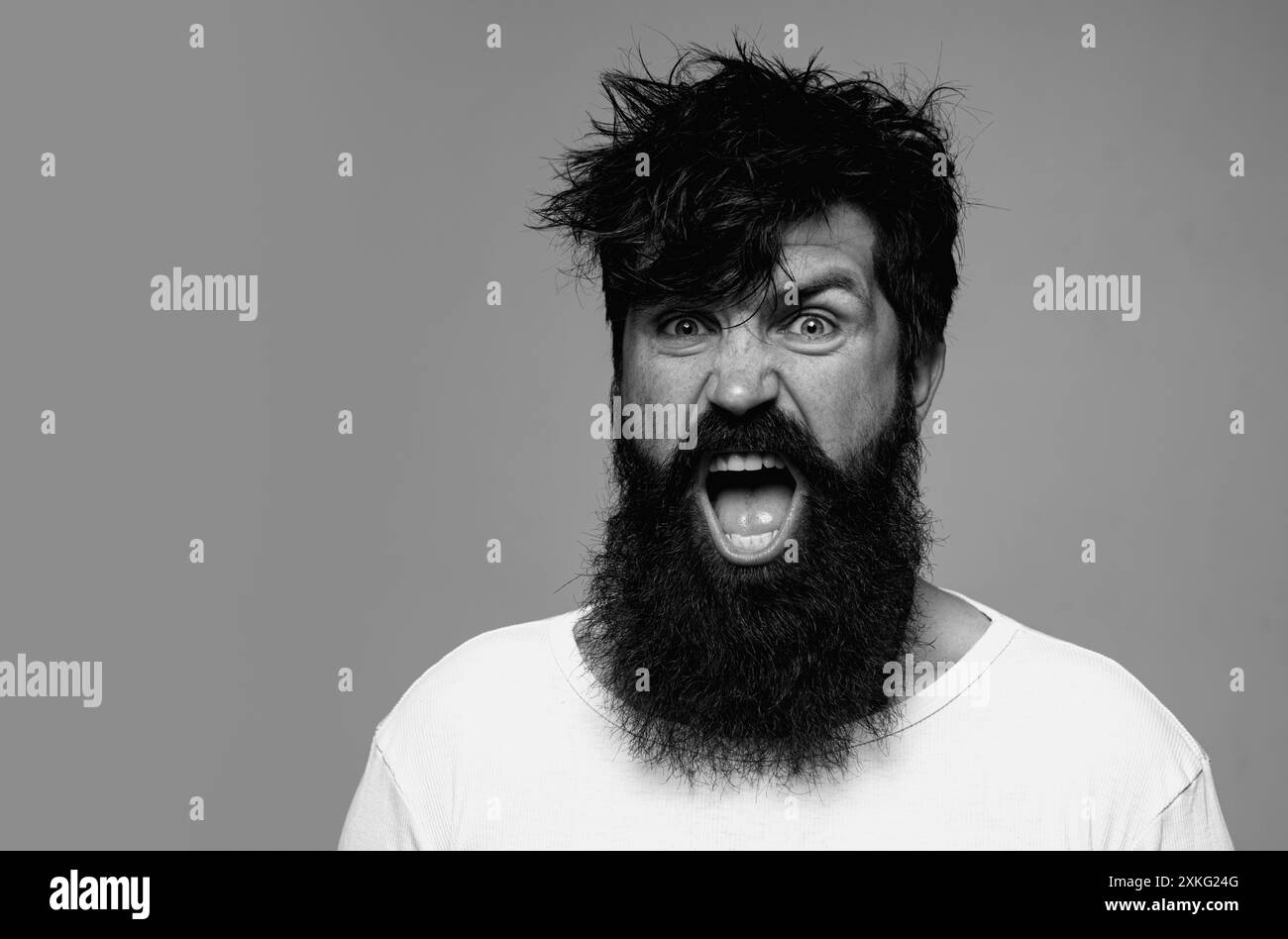 Man with angry expression. Angry hateful guy furious. Angry rage man ...