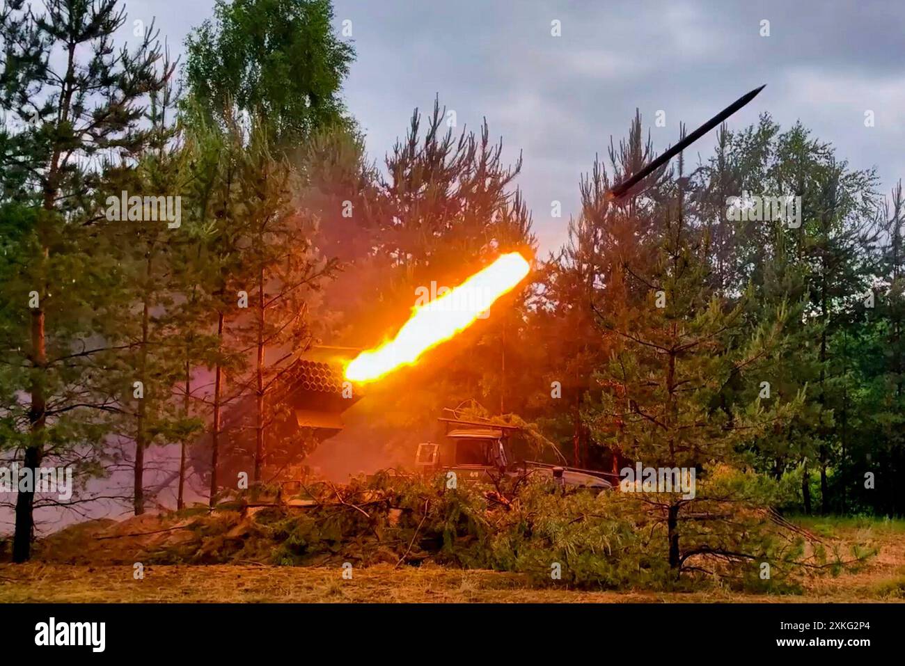 In this photo taken from video released by the Russian Defense Ministry ...