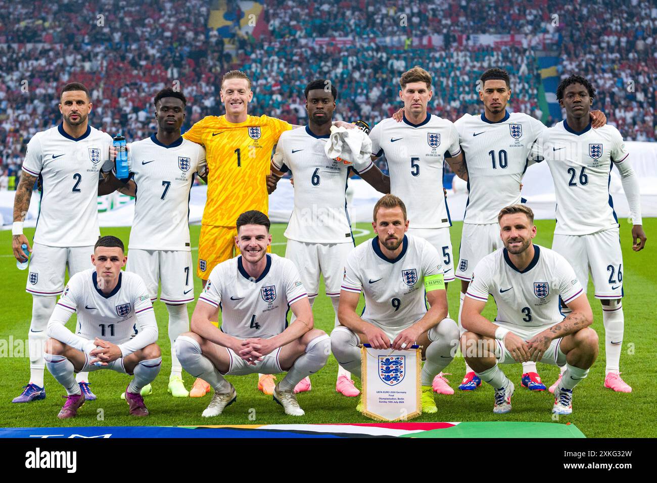Berlin, Germany. 14th July, 2024. (L-R) Kyle Walker, Bukayo Saka ...