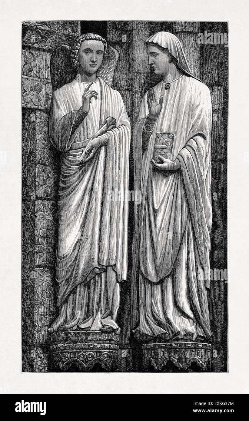 Engraving representing the Annunciation during which the archangel ...