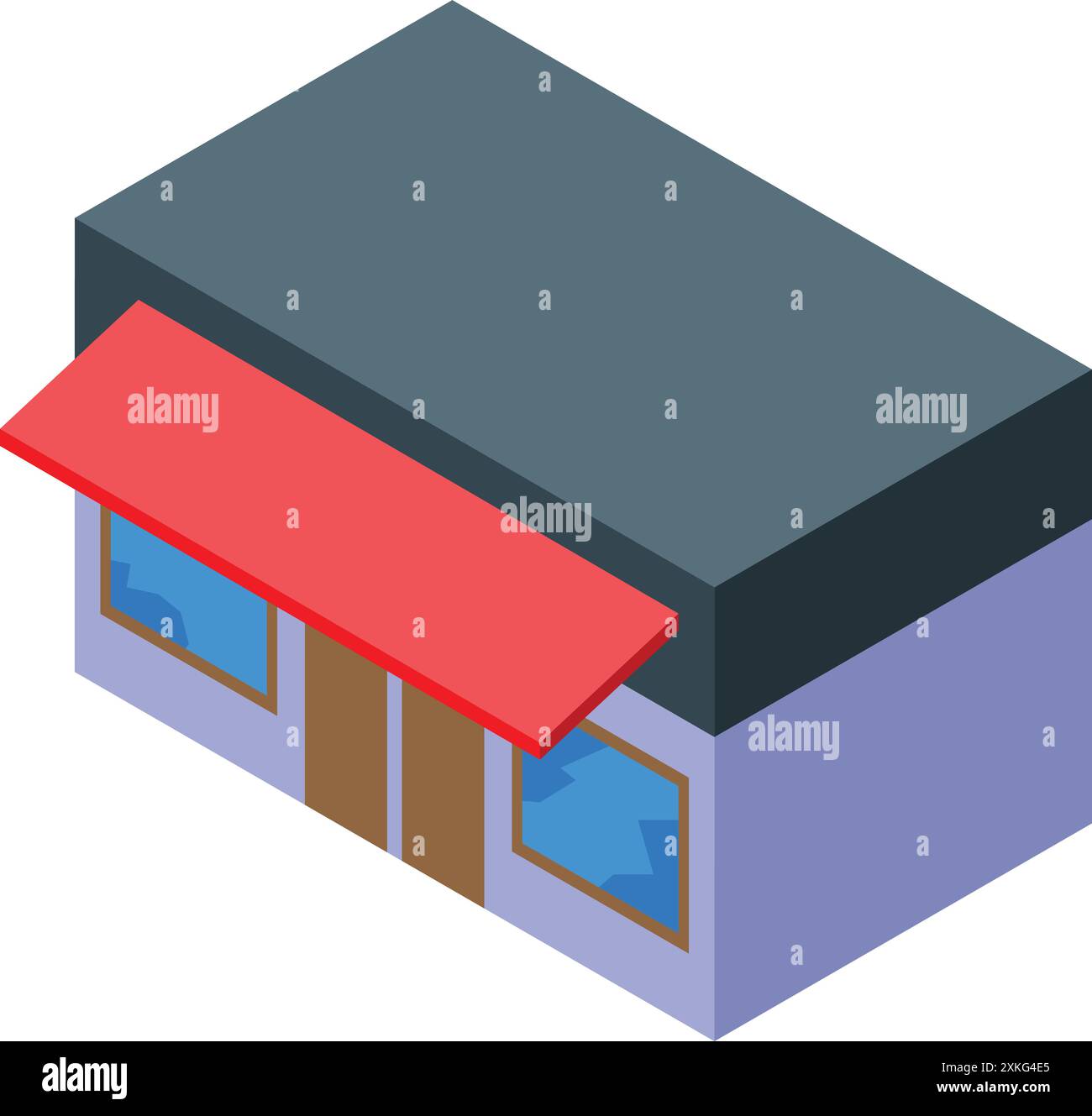 Isometric building with broken windows representing a vandalized shop ...
