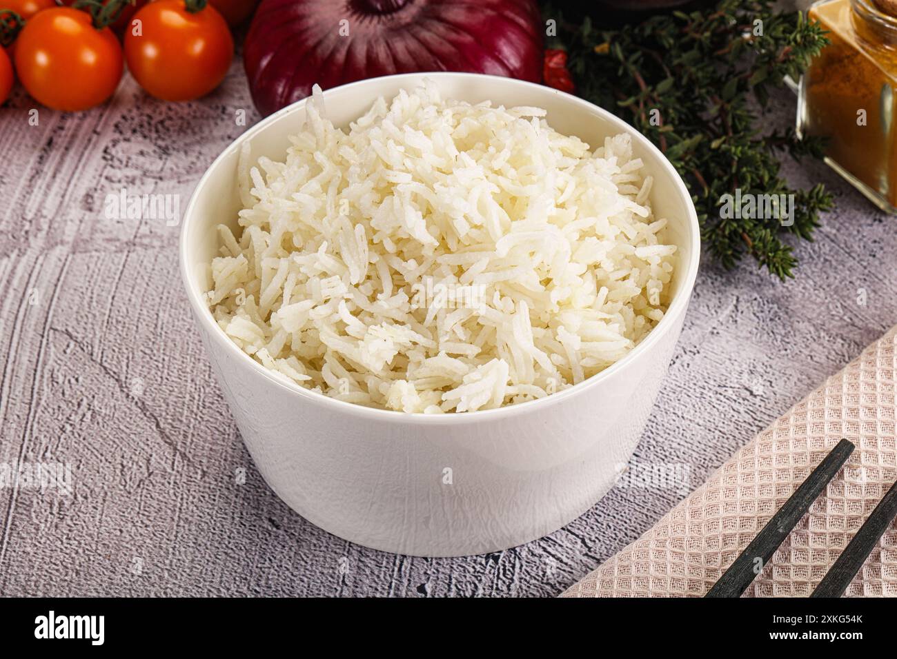 Indian cuisine Steamed basmati rice in the bowl Stock Photo - Alamy